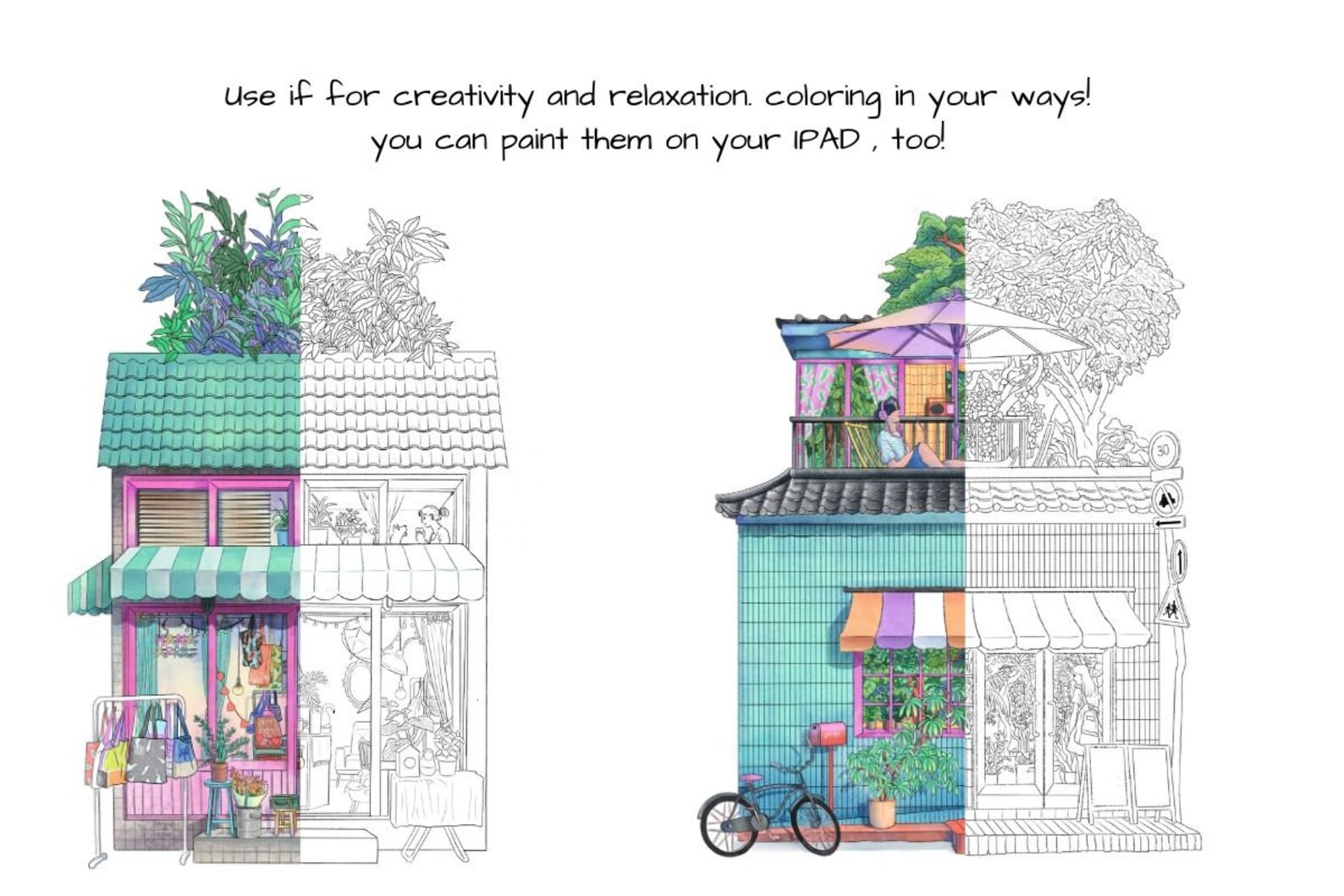 Little Shop Coloring Pages set of 3-PNGPDFJPG | Etsy