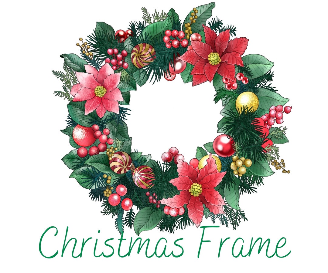 Christmas Watercolor Frame Clipart_a - Etsy