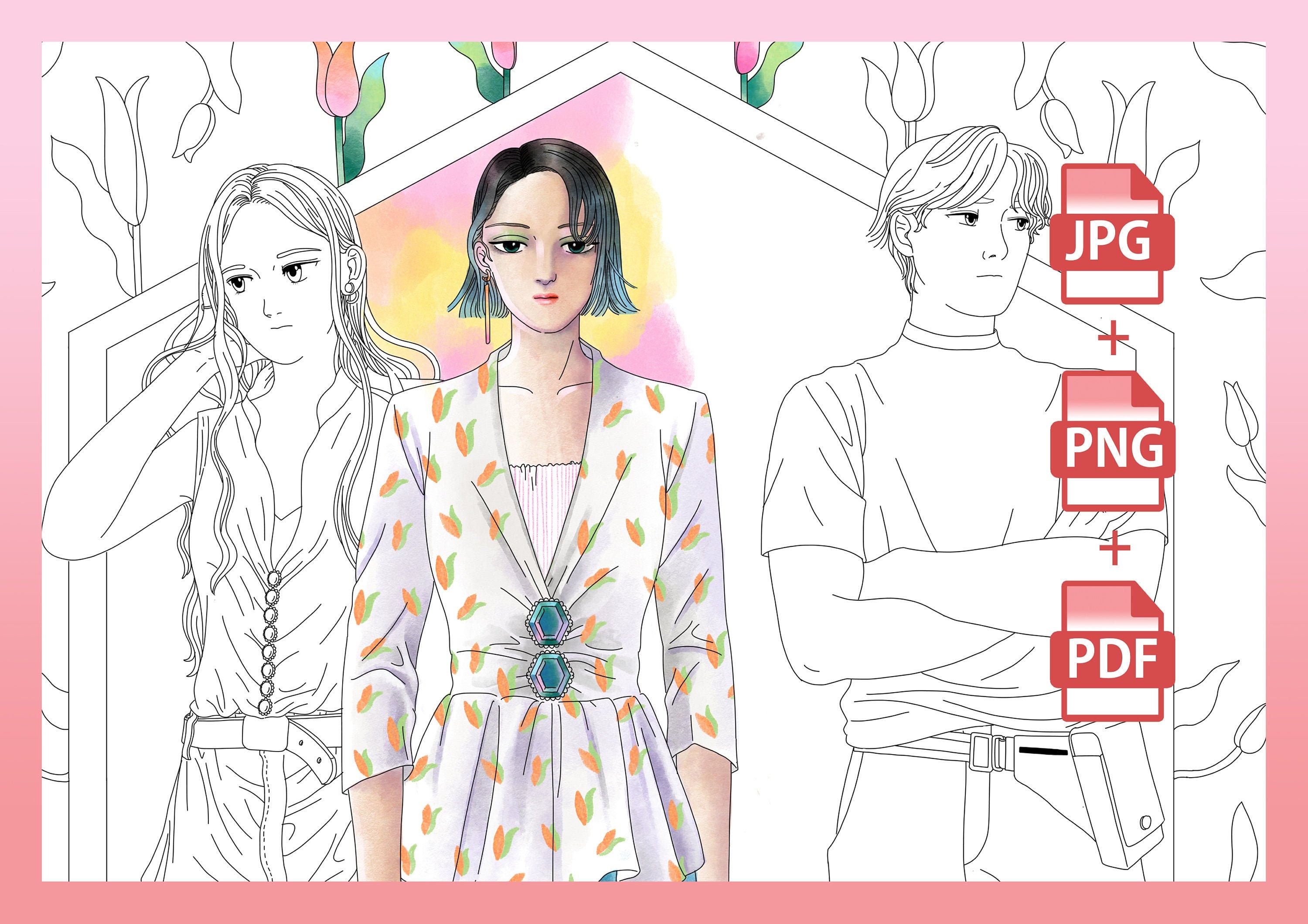 Friends Printable Coloring Pagescoloring Pages for Adult - Etsy