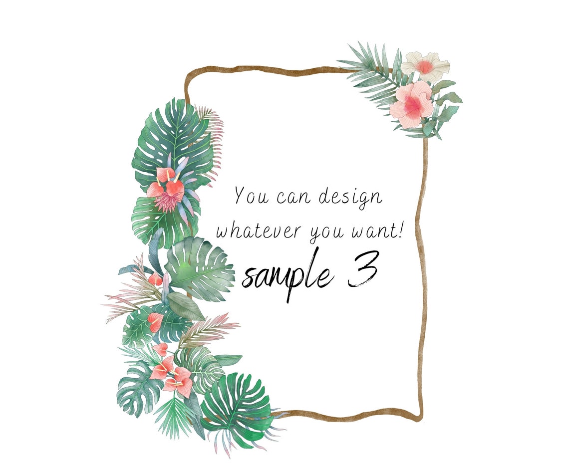 Tropical Wood Frame Tropical Floral Clipart PNG - Etsy