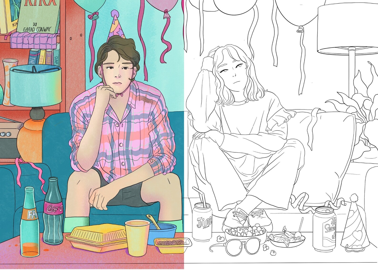 The Party is Over printable Coloring Pages for Adult. - Etsy