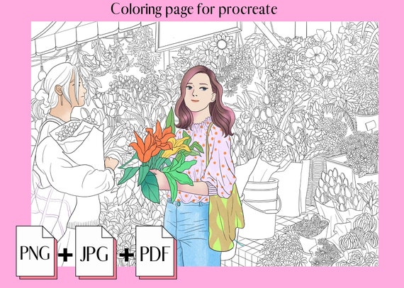 The Flower Shop Printable Coloring Pages Coloring Page for | Etsy UK