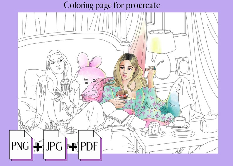 Slumber Party -printable Coloring Pages for Adult. - Etsy