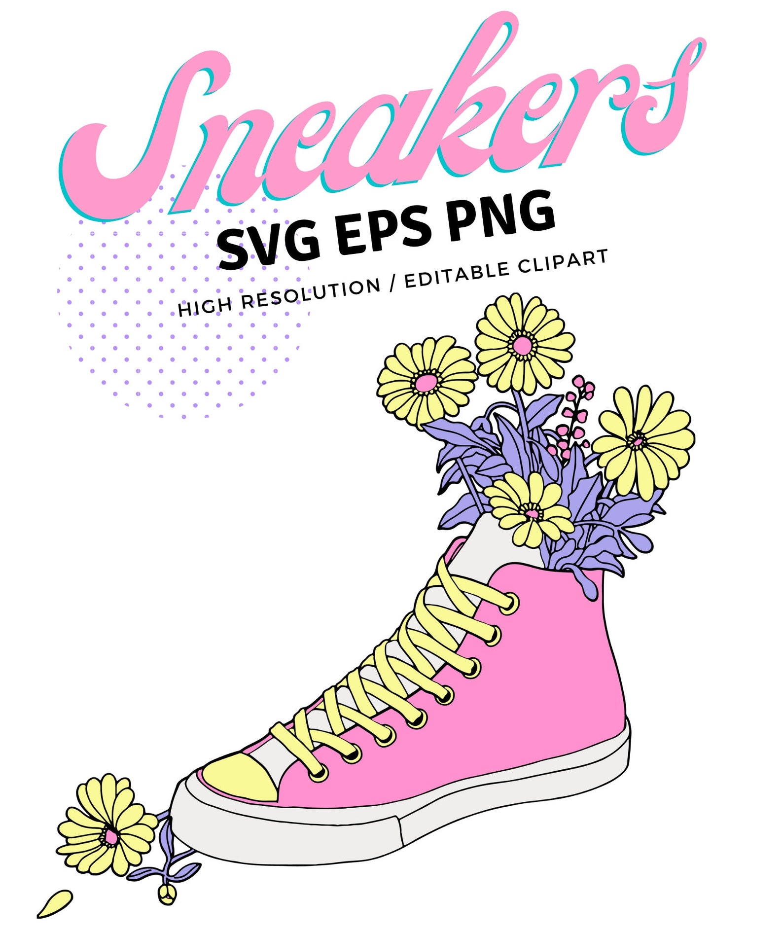 Converse With Flowers SVG, PNG, EPS Files for Cricut - Etsy