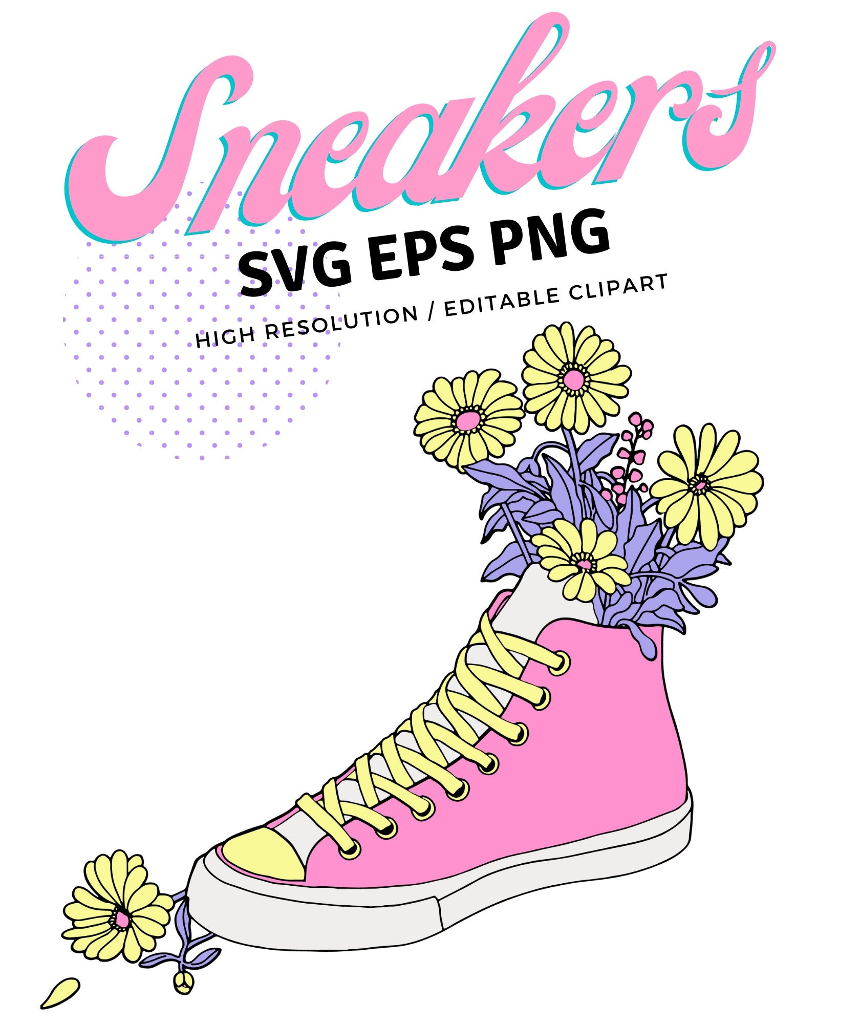 Converse With Flowers SVG, PNG, EPS Files for Cricut - Etsy