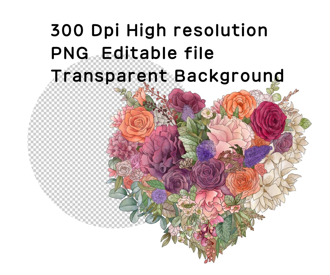 Autumn Floral Heart Png-wedding Clipart - Etsy