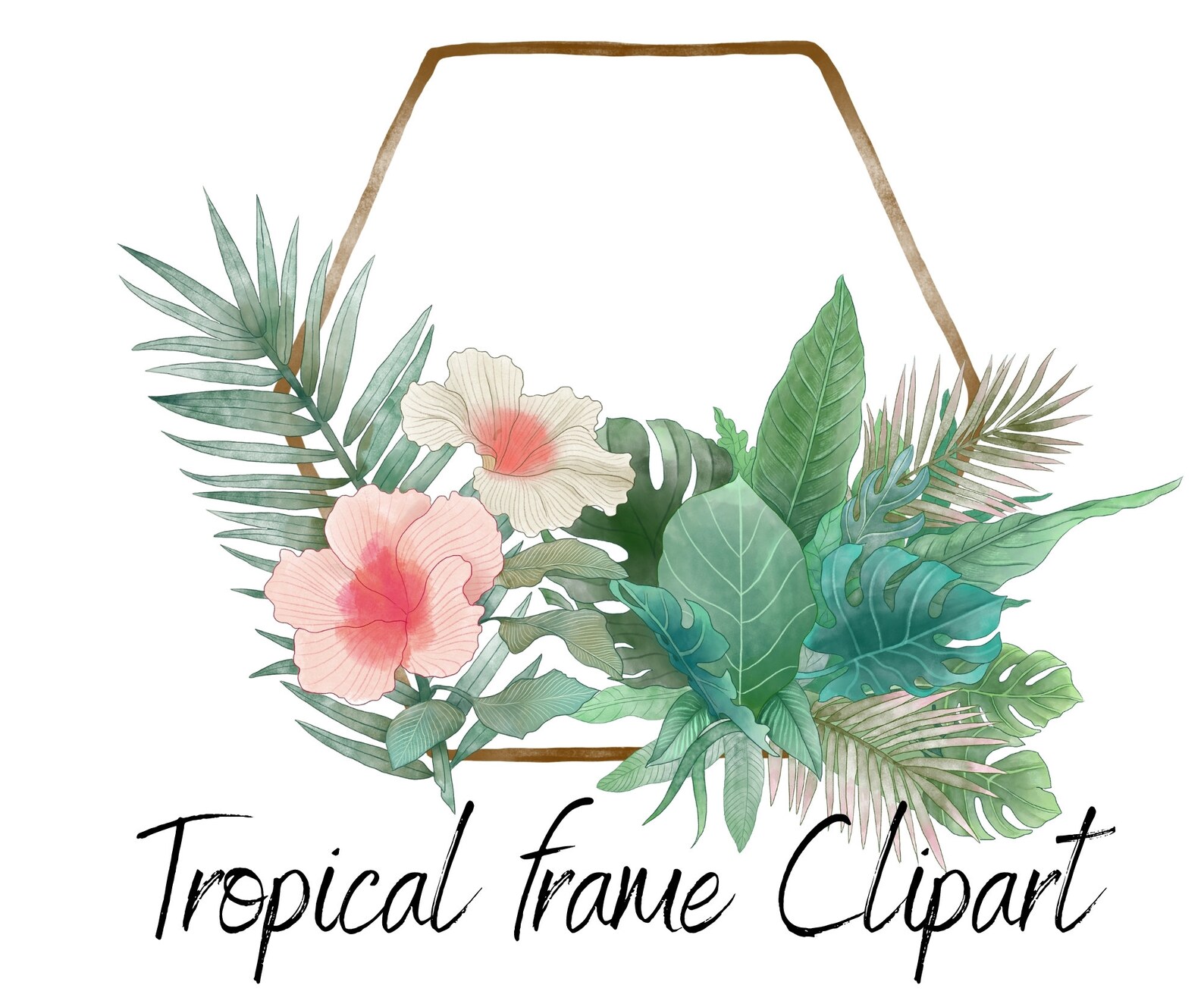 Tropical Wood Frame Tropical Floral Clipart PNG - Etsy