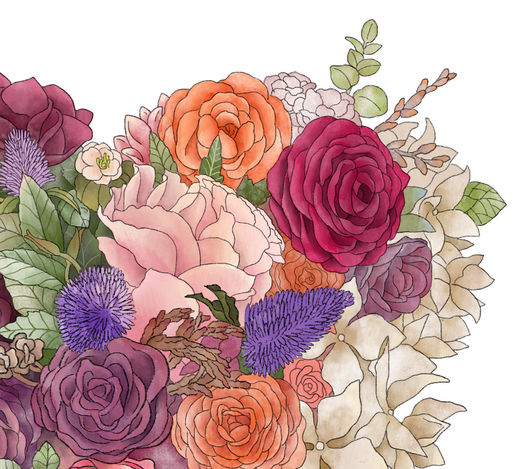 Autumn Floral Heart PNG-Wedding clipart | Etsy