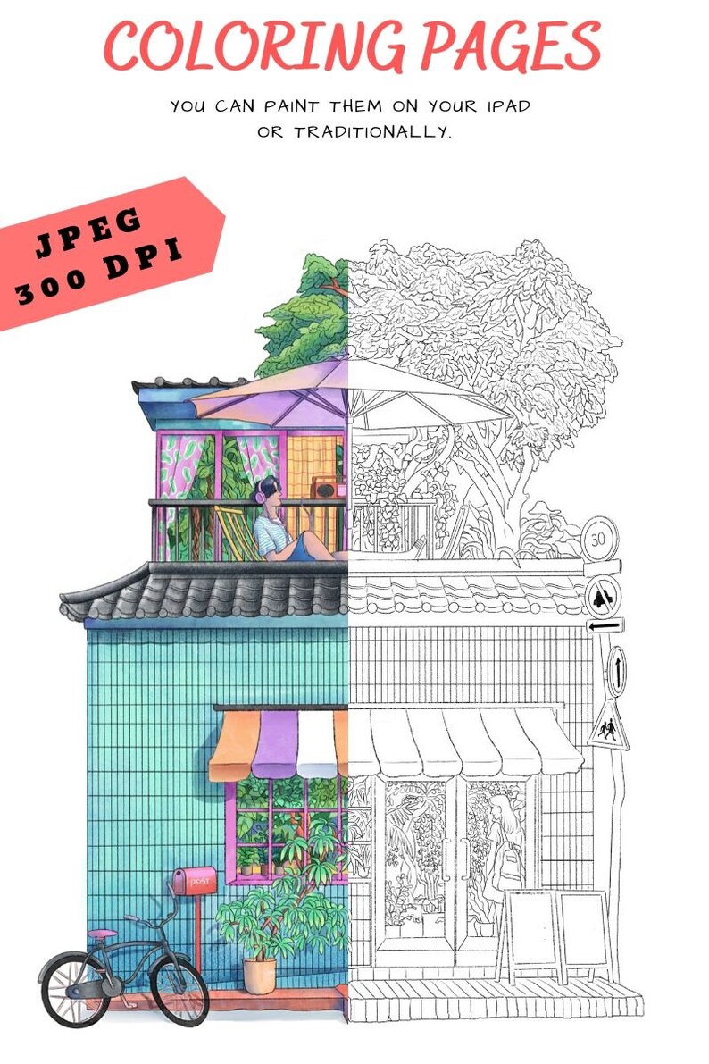 Little Shop Coloring Pages ,set of 3-PNG,PDF,JPG - Etsy