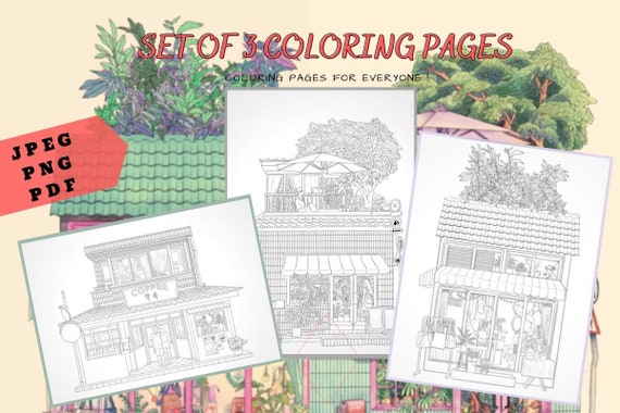 Little Shop Coloring Pages set of 3-PNGPDFJPG - Etsy
