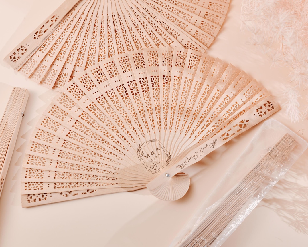 2 Pcs Personalized Custom Hand Fans,woodenwedding Fans,wedding Carnival ...
