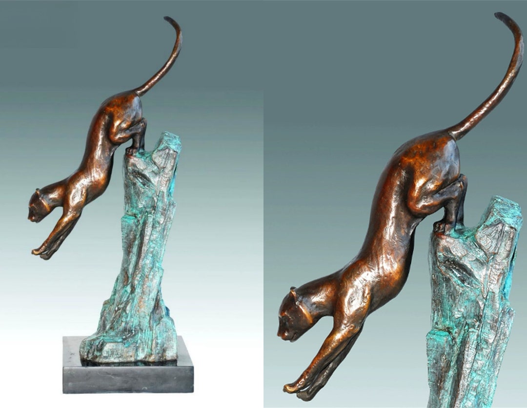 Leopard Bronze Sculpture,leopard Statues Home Decor,leopard Decor ...