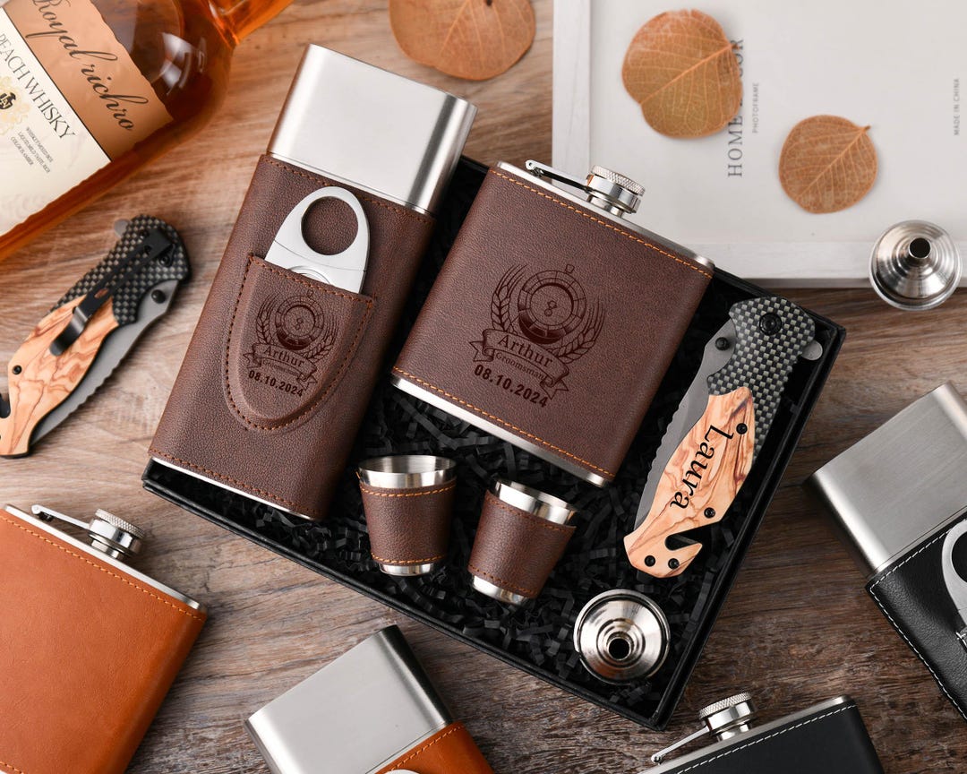 Personalized Engraved Cigar Box Gift Set for Groomsmen,best Man Gift ...