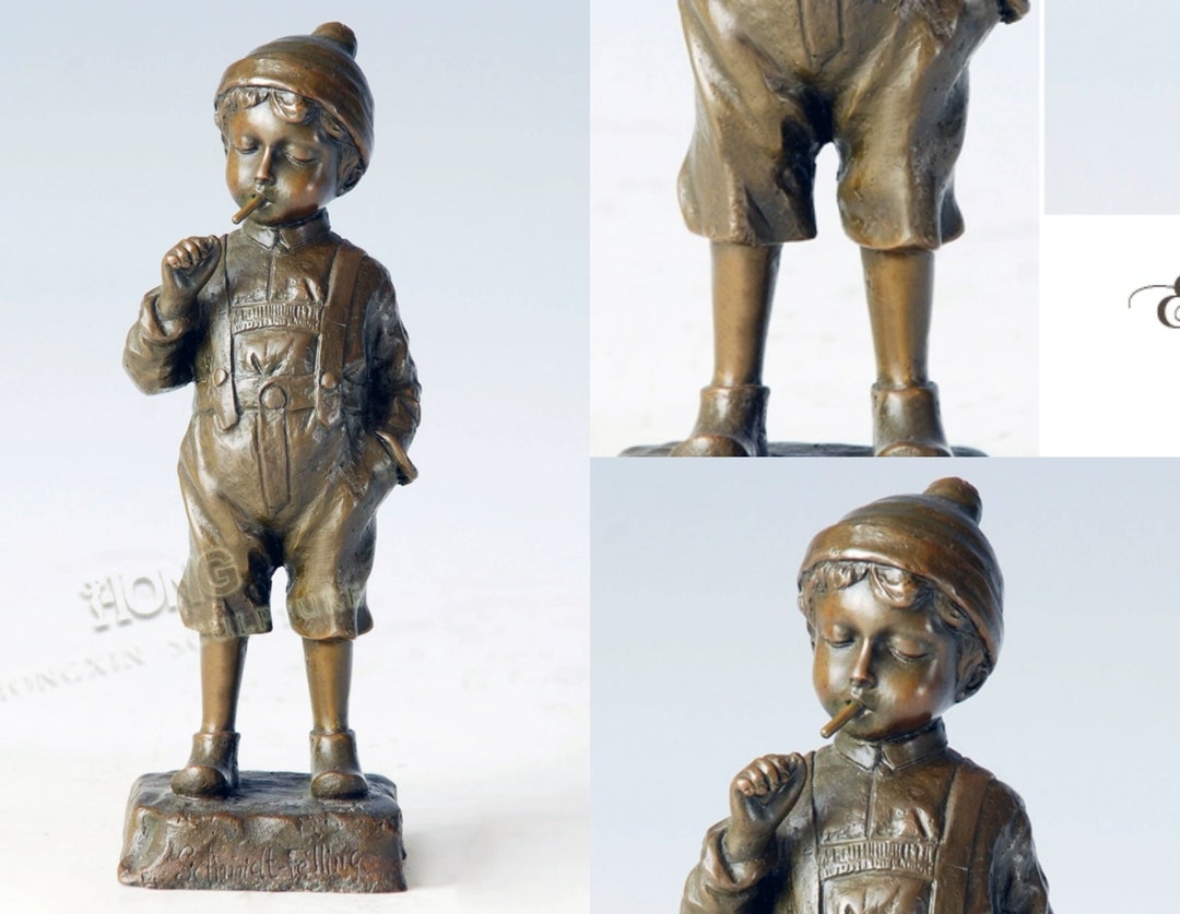Smoking Boy Bronze Sculpture,boy Statues Home Decor,sculpture Decor,boy ...