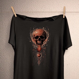 Gothic Fire Skull Shirt, Alternative Clothing Moon Phases T-shirt ...