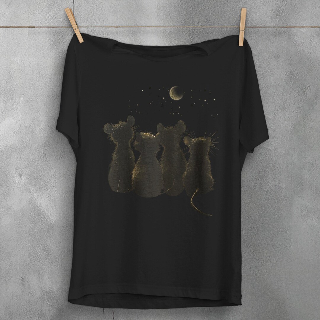 Star Gazing Rats Moon Tee - Witchy Night Sky Rodent Shirt, Mystic ...