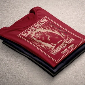 Black Death Medieval T-shirt, Dark Goth Aesthetic Rat Shirt, Alt ...