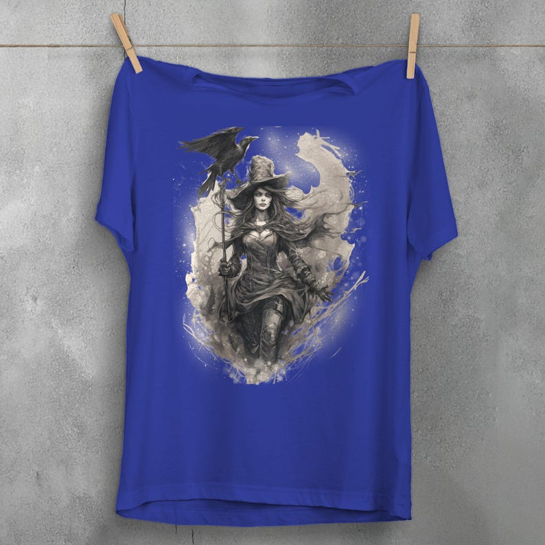 Witch Crow T-shirt, Gothic Dark Fantasy Bird Tee, Pastel Goth Shirt - Etsy