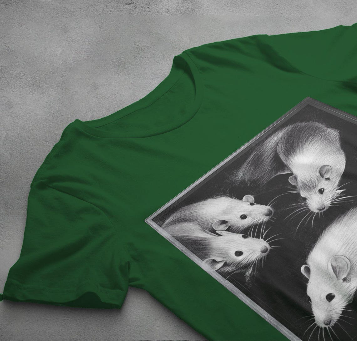 Unisex Gothic Rat Tee, Hand-painted, Black Cotton, Plus Sizes ...