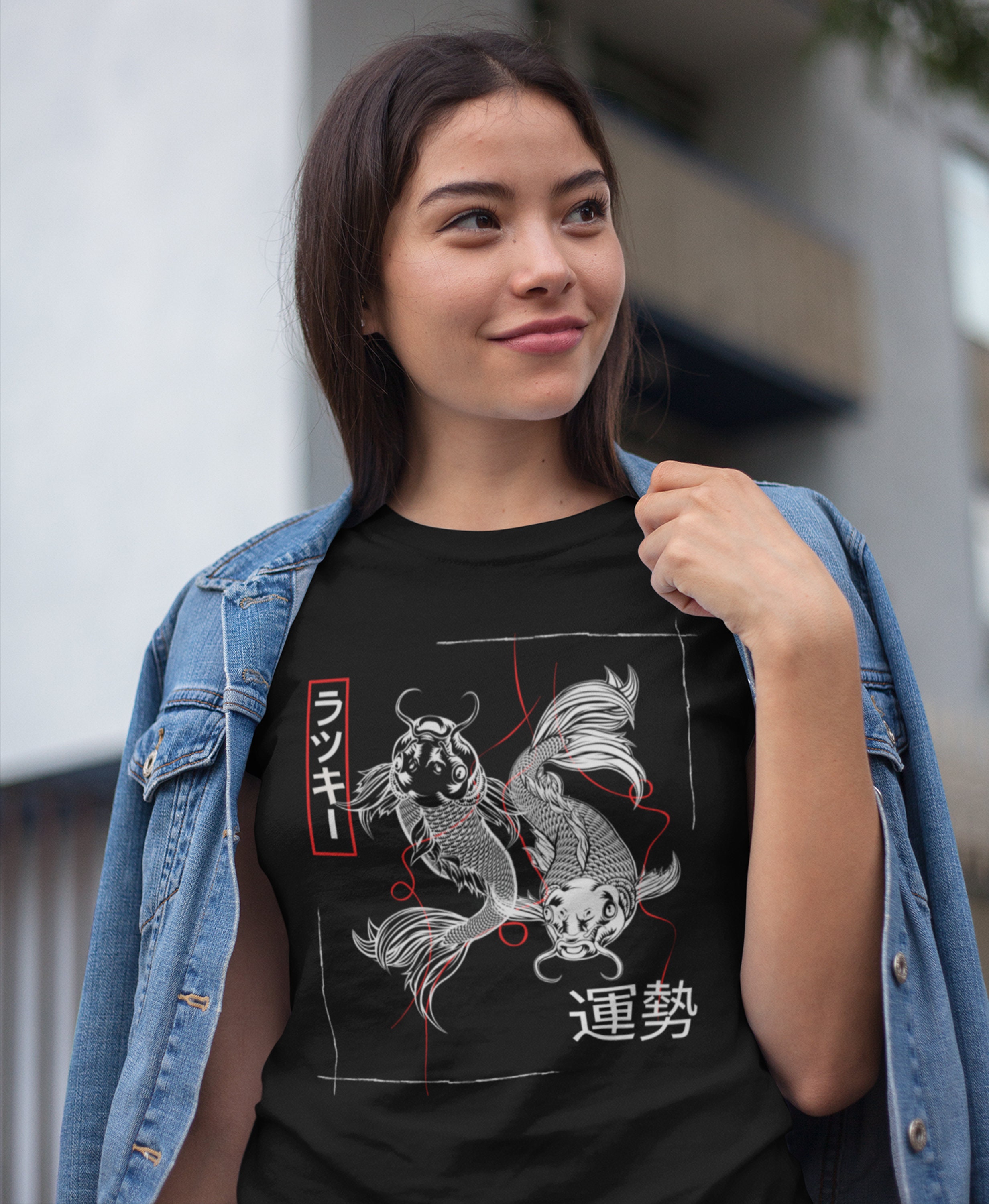 Anime japanese clothing koi fish t-shirt Japanese tshirt | Etsy