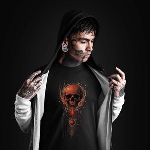 Gothic Fire Skull Shirt, Alternative Clothing Moon Phases T-shirt ...
