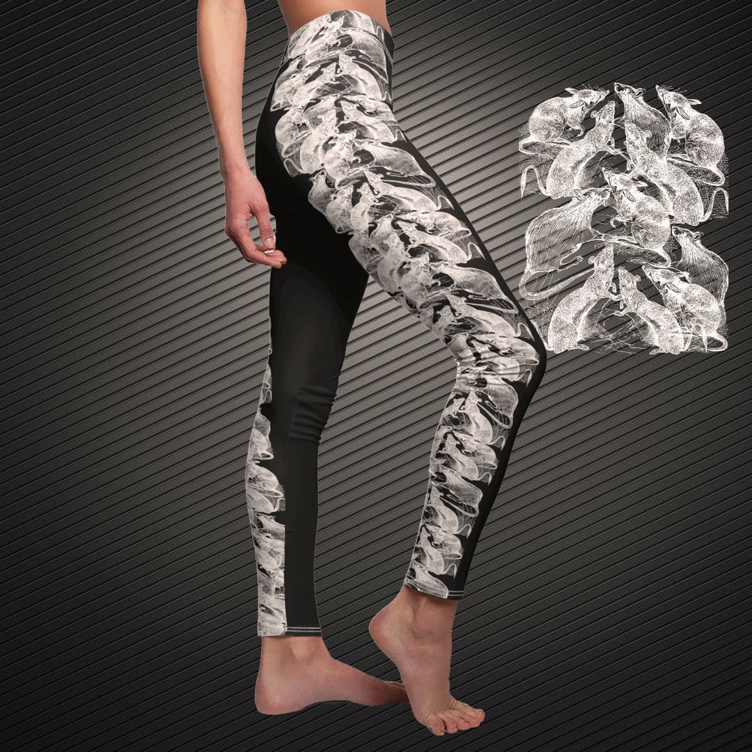 Occult Rat Graphic Leggings - Goth Pagan Yoga Pants With Rodent Print ...