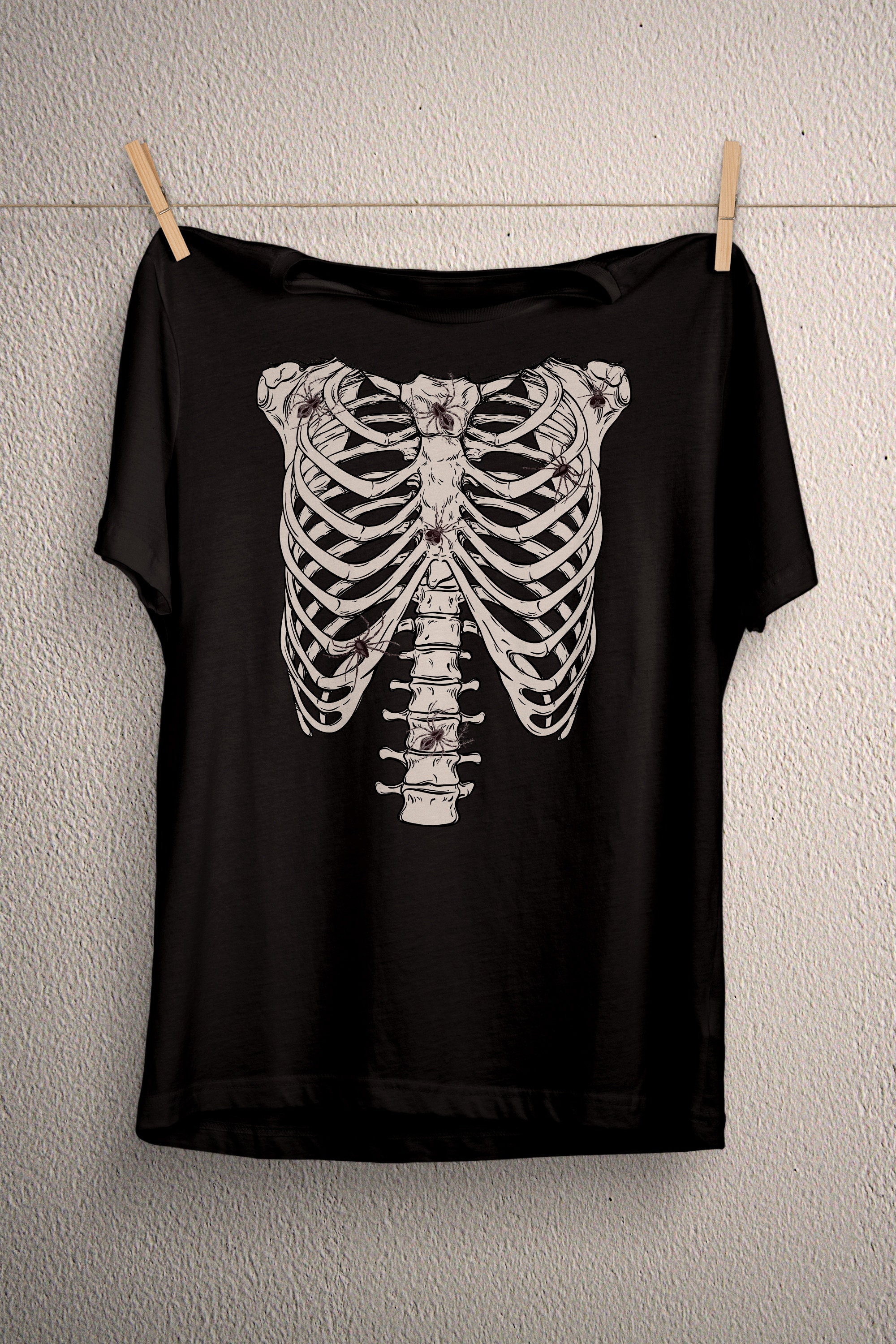 Skeleton Shirt Womens Skeleton Top Spider Skeleton Rib | Etsy