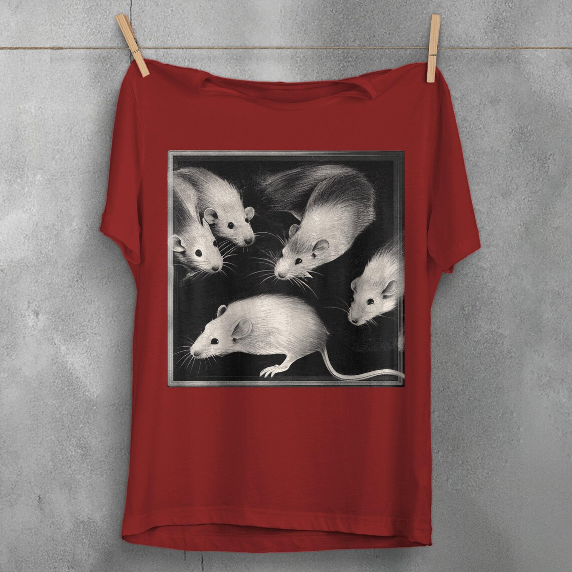 Unisex Gothic Rat Tee, Hand-painted, Black Cotton, Plus Sizes ...