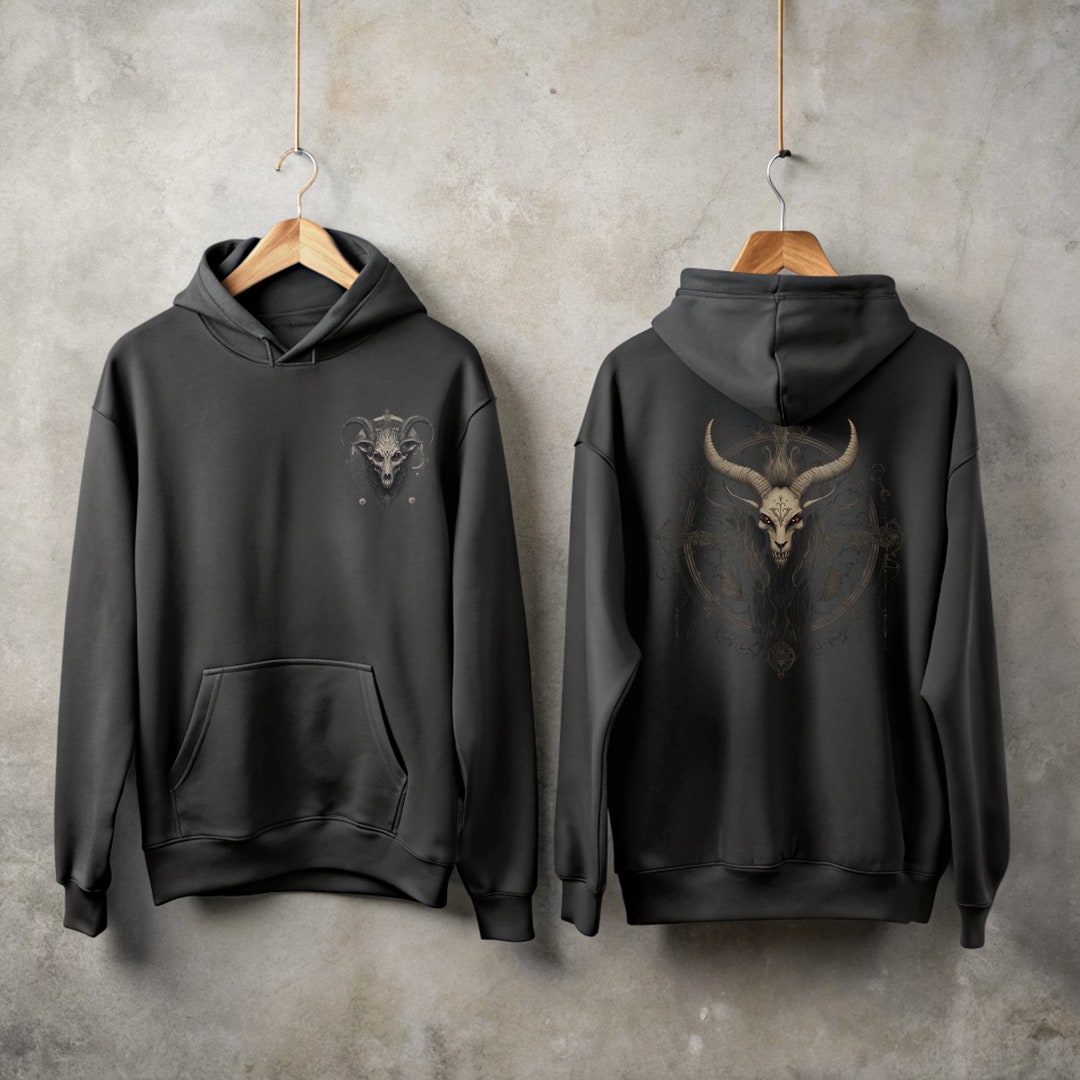 Gothic Hoodie Demon Skull Jumper Creepy Cute Apparel Mystic Weirdcore ...