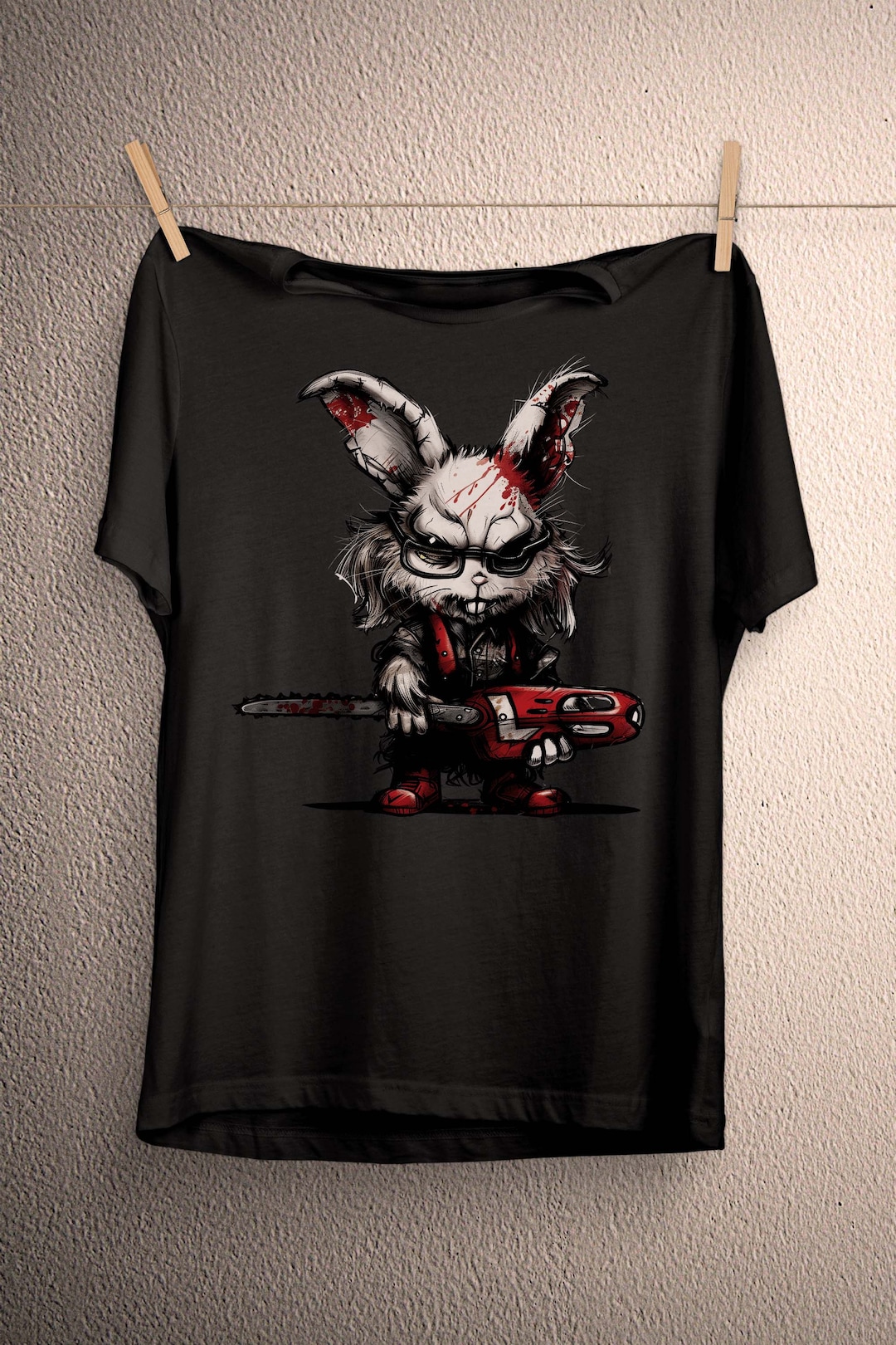 Chainsaw Bunny T-shirt, Funny Freaky Rabbit Shirt for Women, Creepy ...