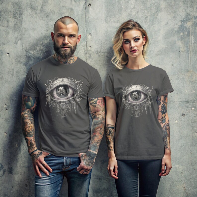 Gothic Eye Graphic T-shirt Plus Size Goth Tee Eerie Eye Art Shirt ...