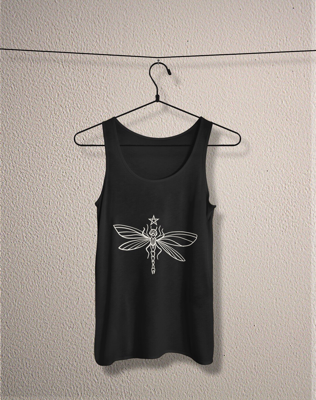 Goth Tank Top Gothic Creepy Cute Dragonfly Jersey, Mystic Pentagram ...