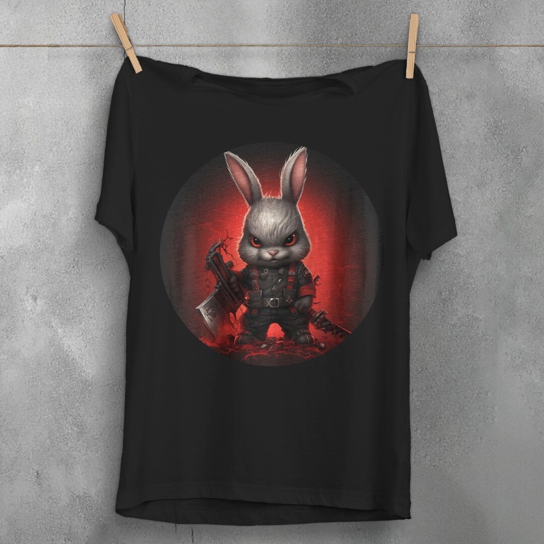 Tactical Warrior Bunny T-shirt Gothic Combat Rabbit Shirt for Dark ...