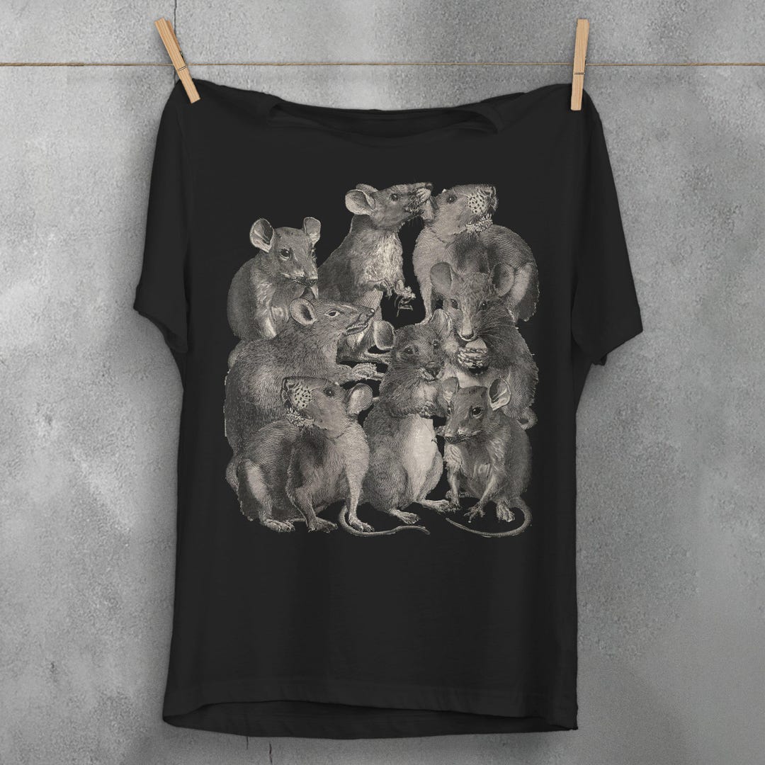Rat King Illustration Screen Printed T Shirt Rats Gothic Apparel Animal ...