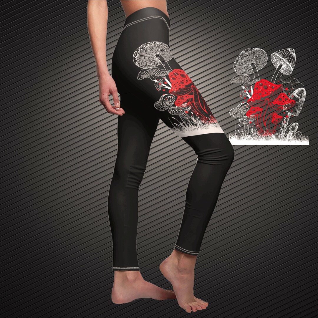 Mystic Mushroom Leggings, Ethereal Forest Yoga Pants Dark Fantasy ...
