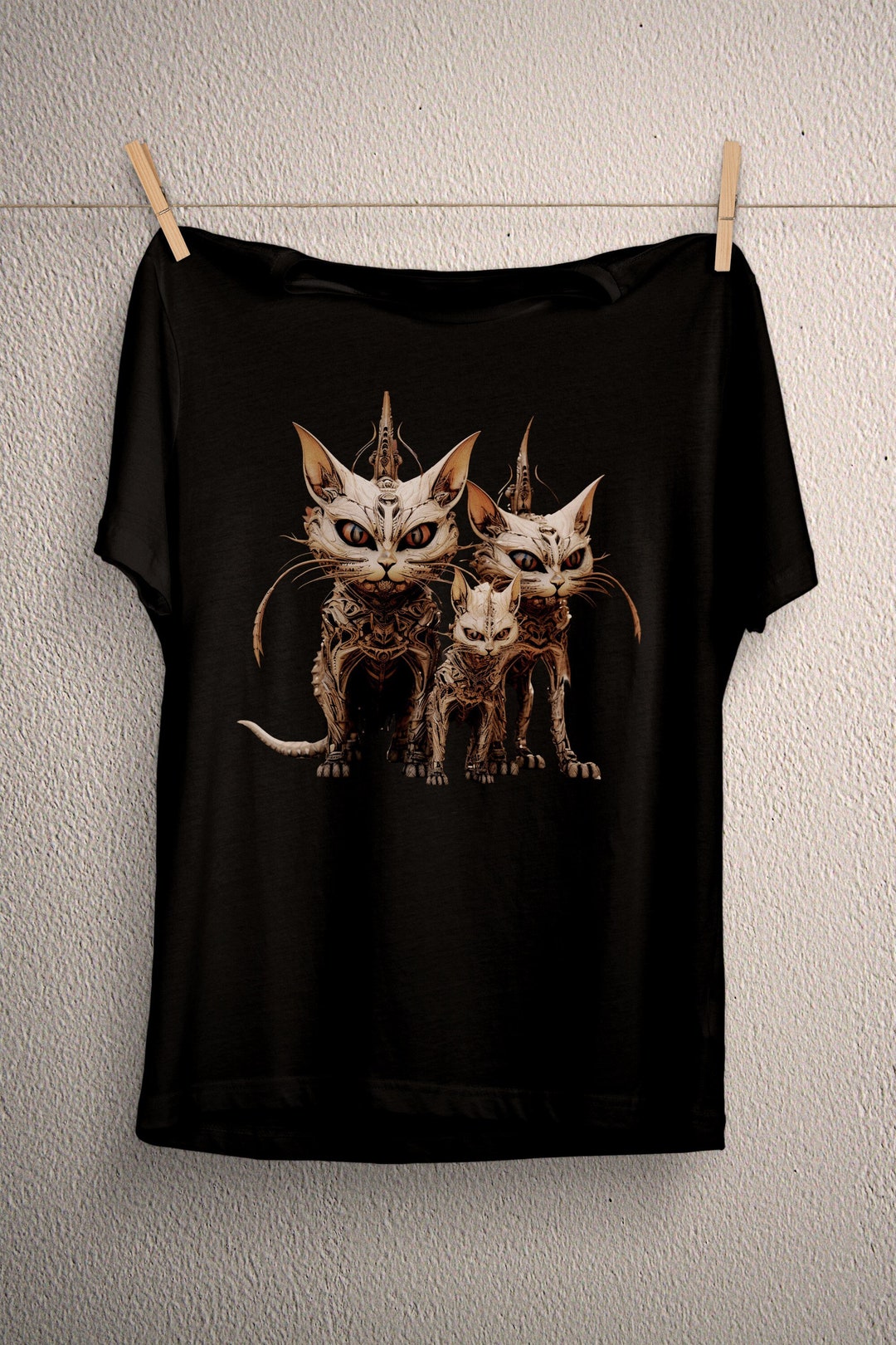 Gothic Scary Cats T-shirt, Unisex, Hand-painted Design, Witchy Pagan ...