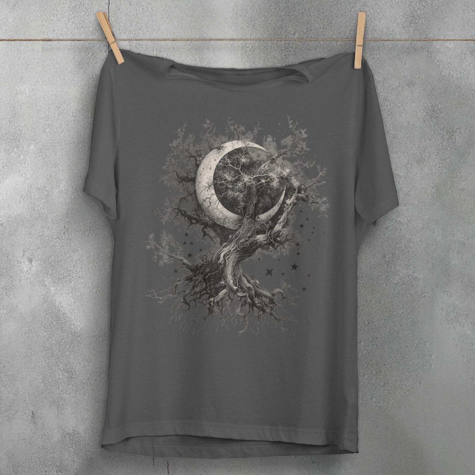 Gothic Tree With Crescent Moon and Stars T-shirt Fantasy Ethereal ...