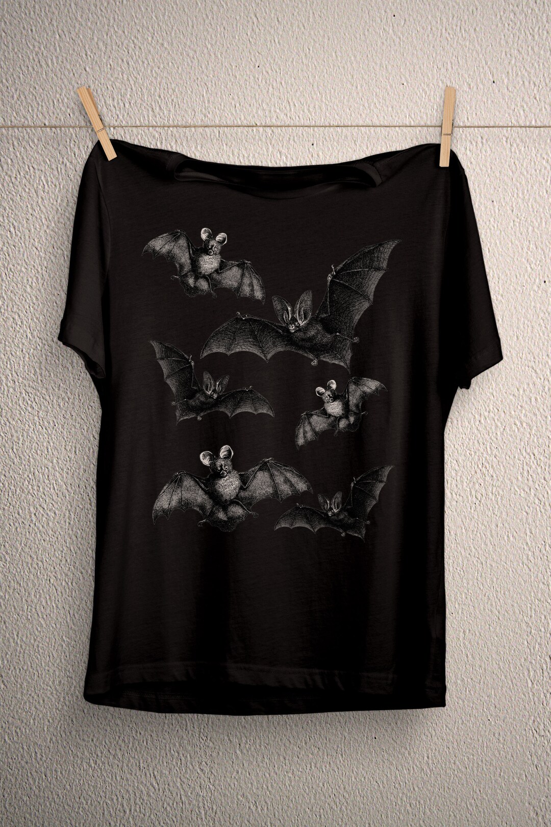 Creepy Cute Goth Bat T-shirt, Witchy Clothing, Pastel Goth, Dark Grunge ...