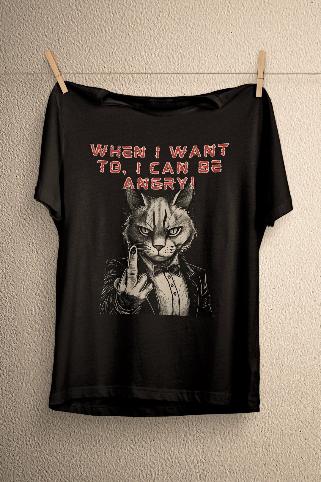 When I Want to I Can Be Angry T-shirt Gothic Angry Cat Illustration Tee ...