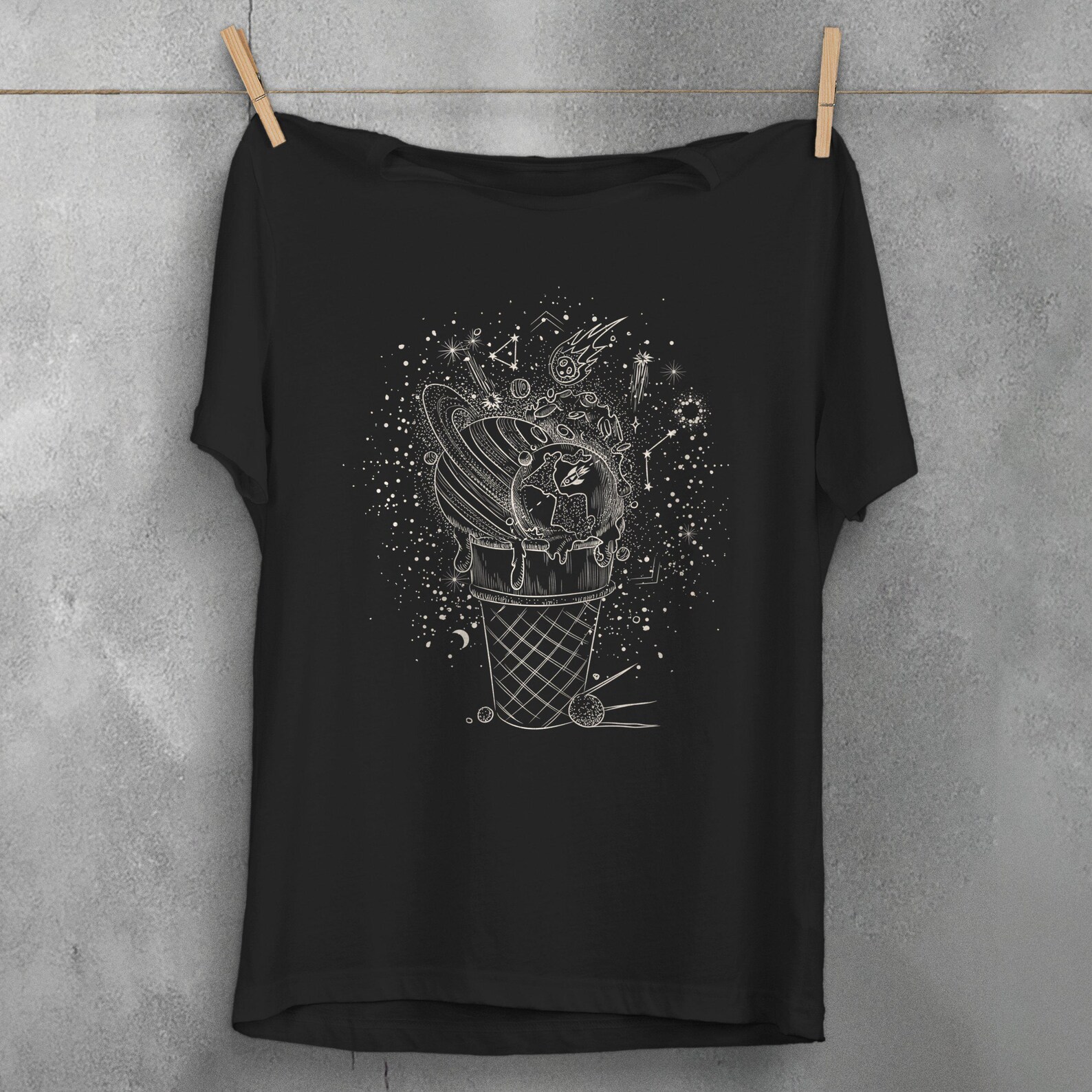 Plus Size Pastel Goth Space Tee - Witchy Ice Cream Moon Stars Saturn ...