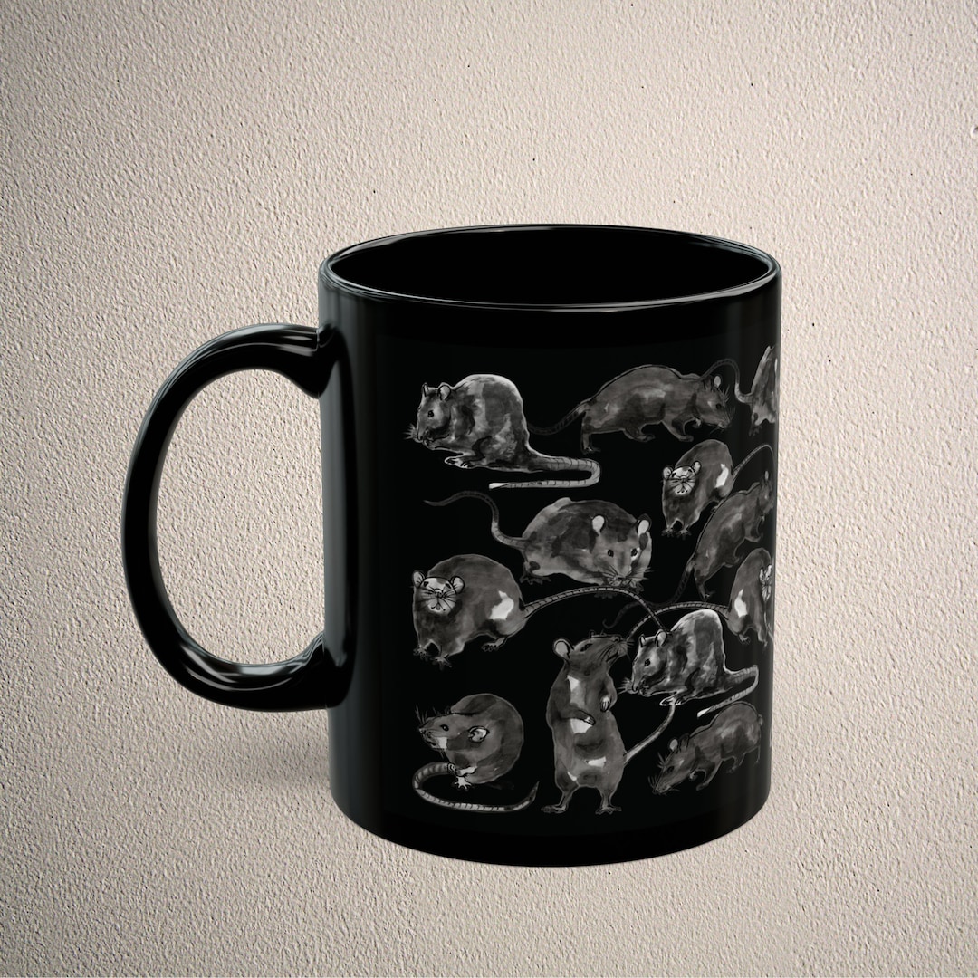 Gothic Mug, Rat Mug, Black Death Cup, Wiccan Black Ceramic Coffee Cup ...