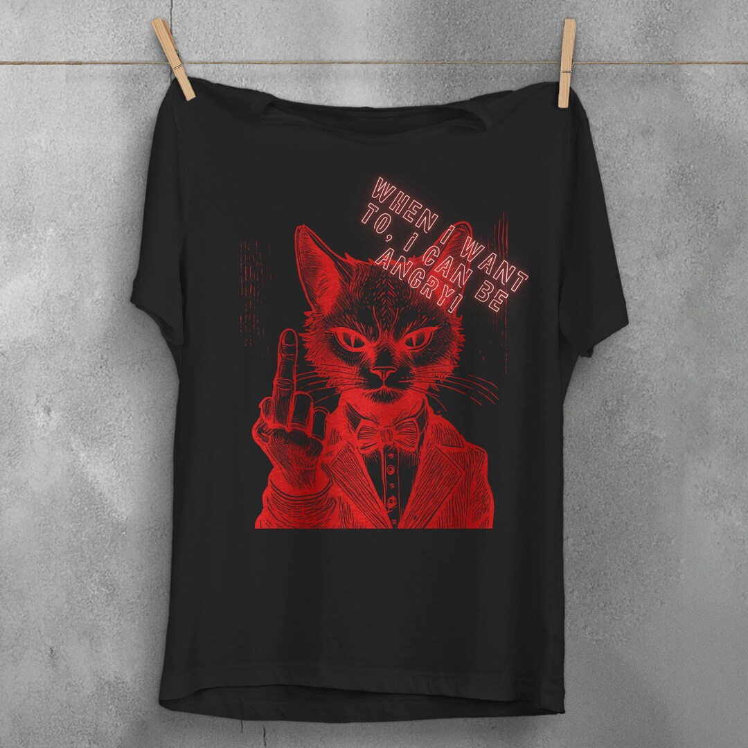 Gothic Cat Artwork T-shirt Creepy Cute Cat With Attitude Tee ...