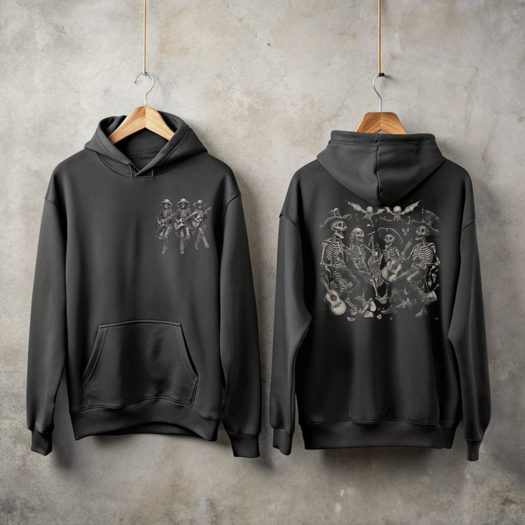 Gothic Skeleton Band Hoodie Creepy Cute Skeleton Musicians Apparel ...