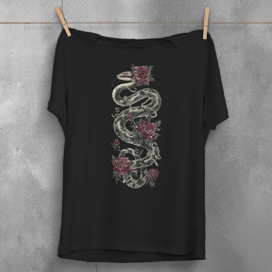Enchanted Serpent and Roses Year of the Snake T-shirt Gift Dark ...