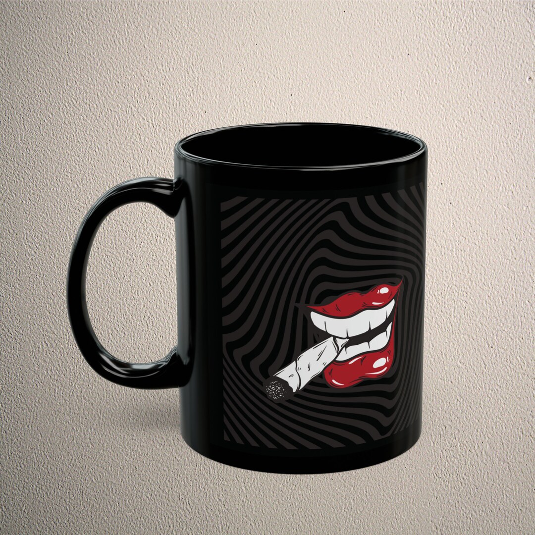 Creepy Cute Red Lips Mug, Liquid Rouge Cup, Gift for Smoker, Vintage ...