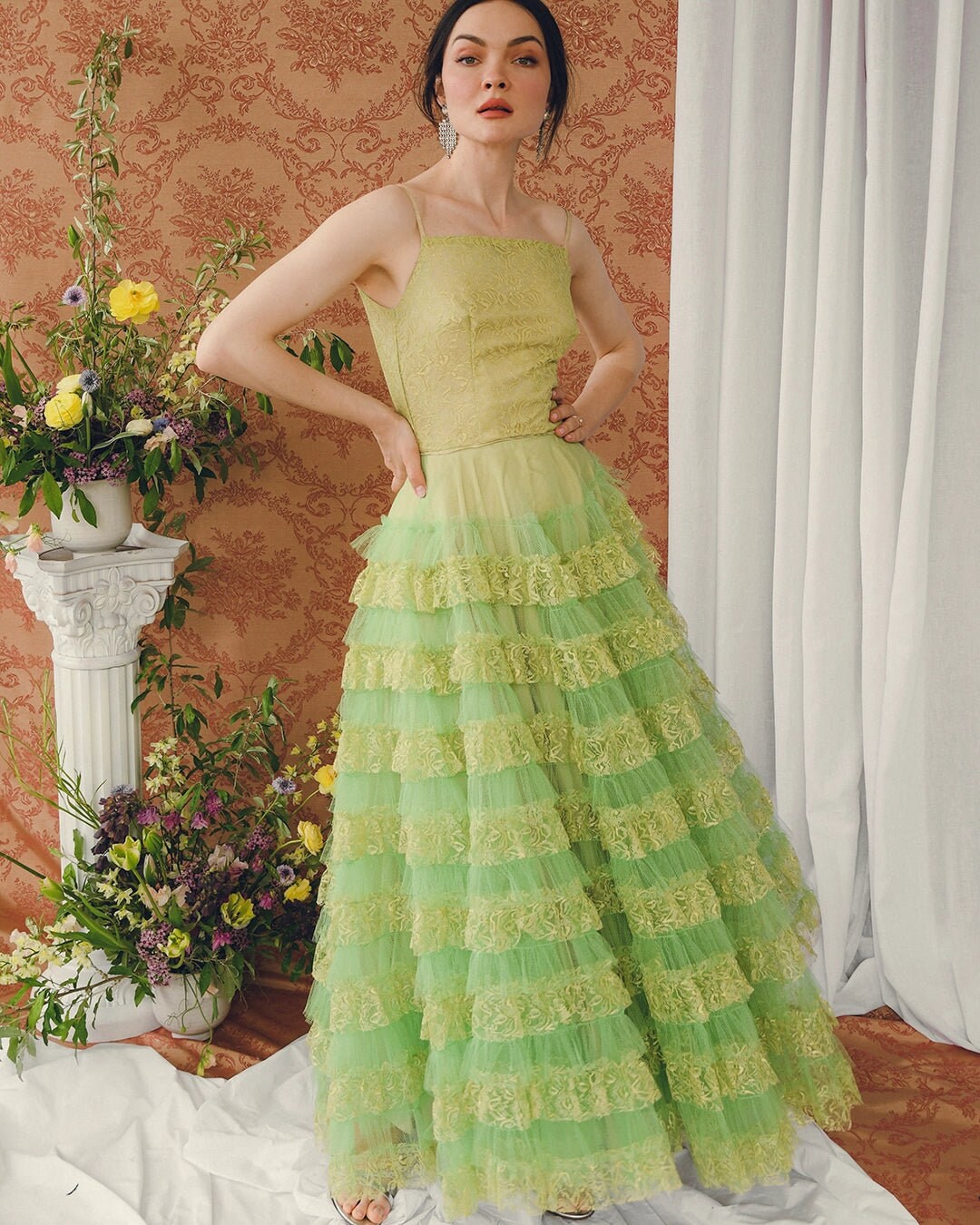Vintage 1950s Chartreuse Lace Cupcake Dress - Etsy