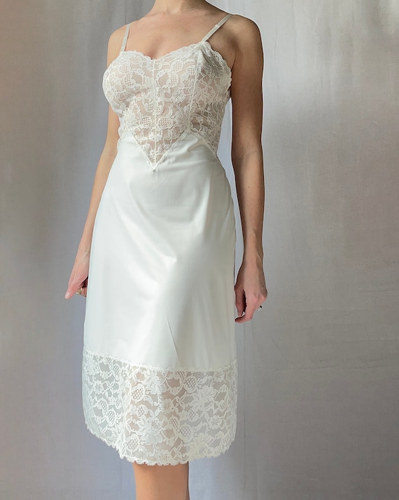 VINTAGE 1950s Ivory Slip with Lace Inserts | Vintage … - Gem