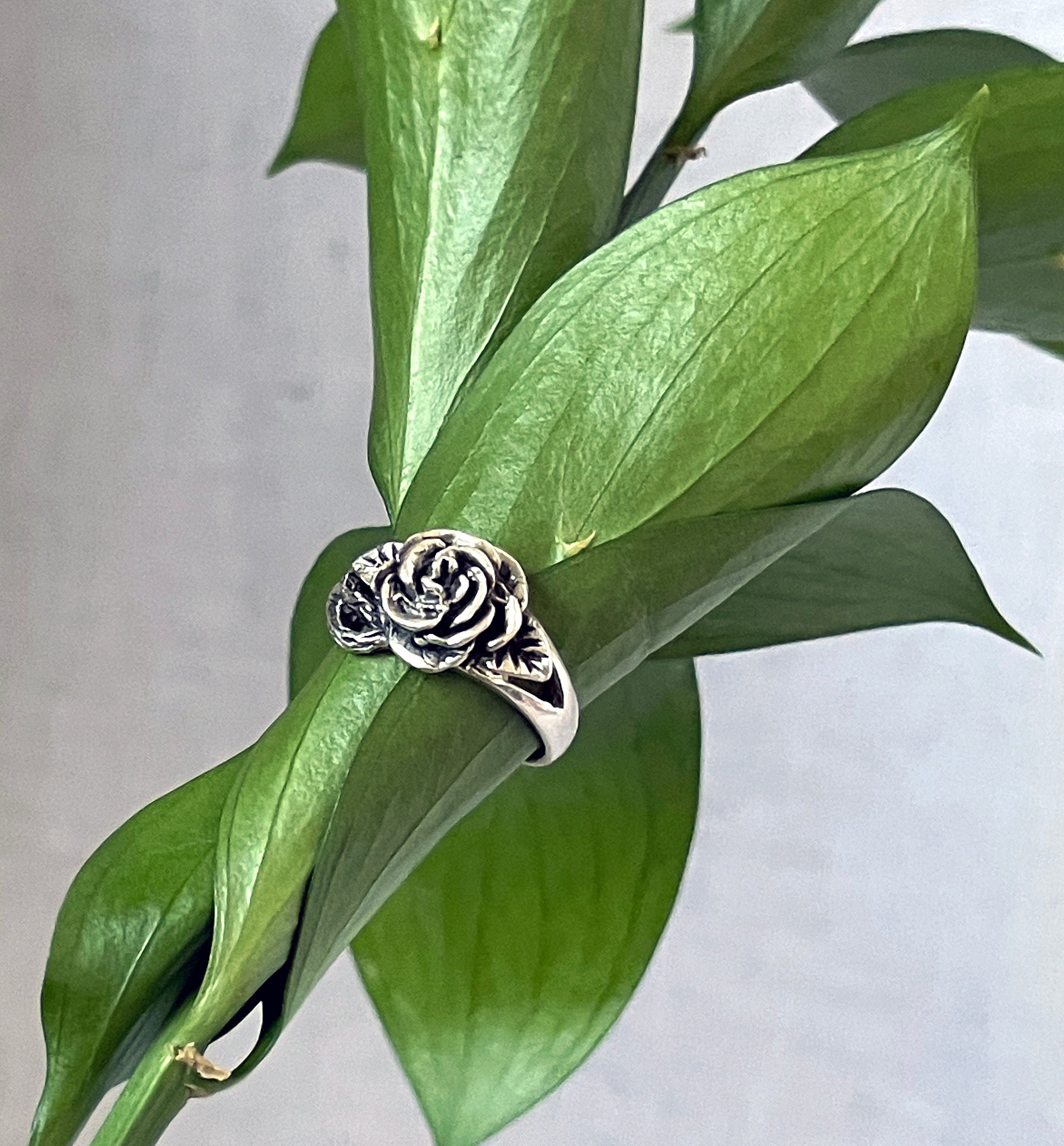 VINTAGE STERLING SILVER Rose Ring Vintage Ring Size 5.5 Vintage Ring ...