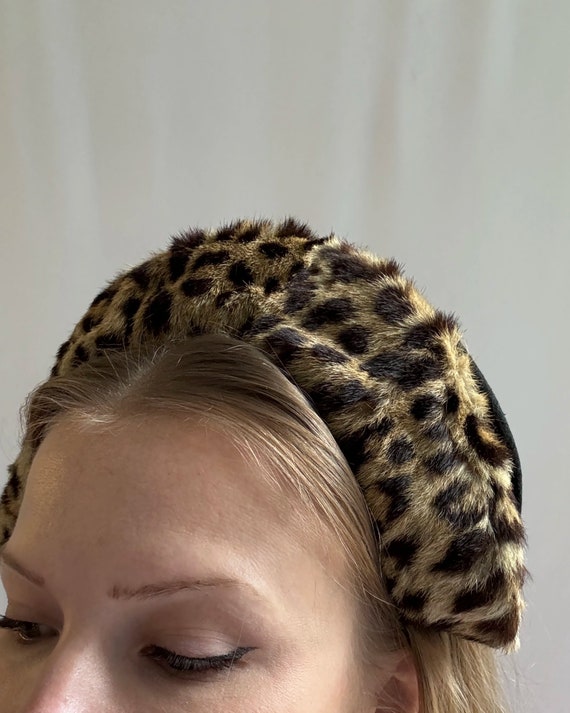 Vintage 1950s Leopard Print Headband Hat/Fascinator - Gem