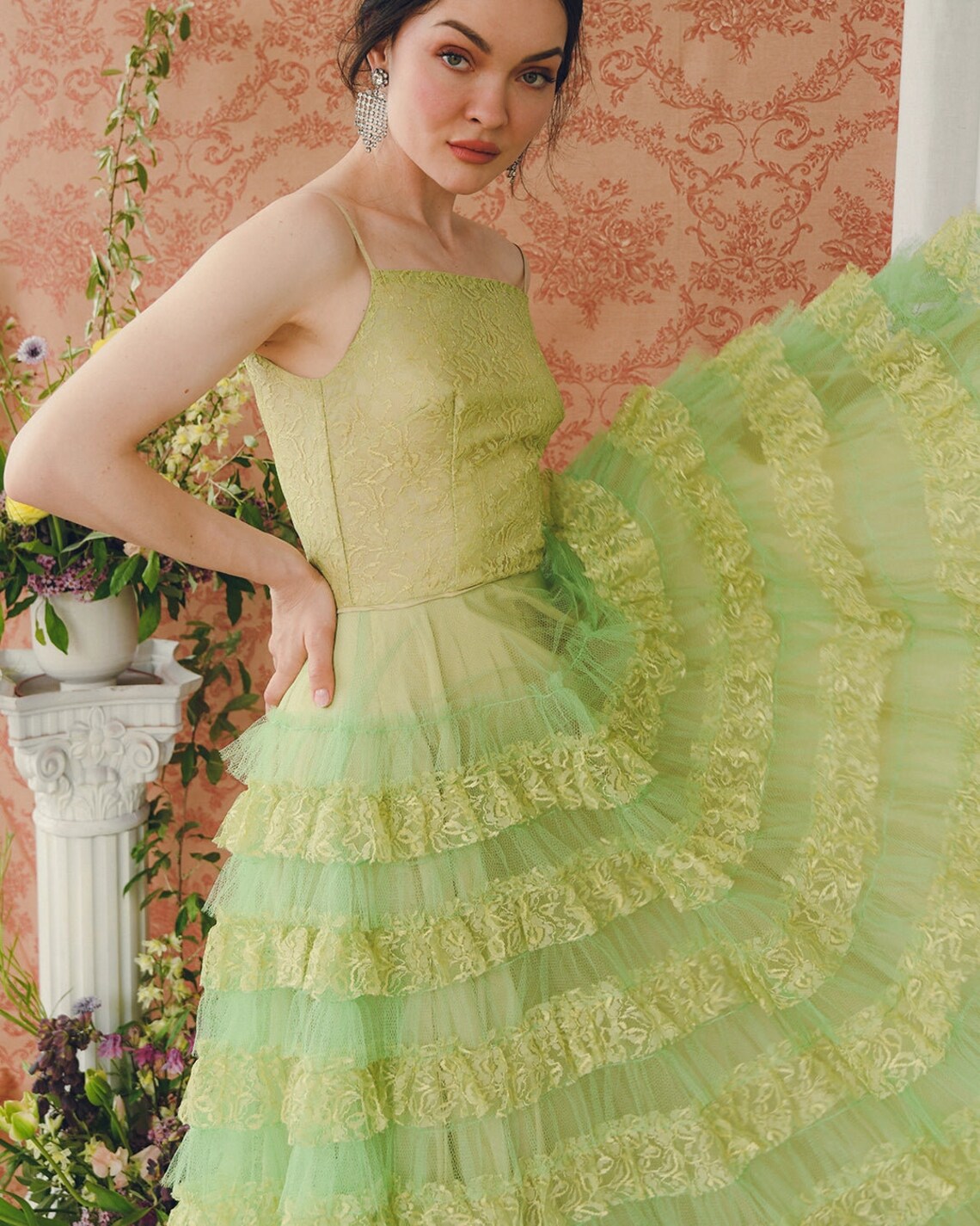 Vintage 1950s Chartreuse Lace Cupcake Dress - Etsy